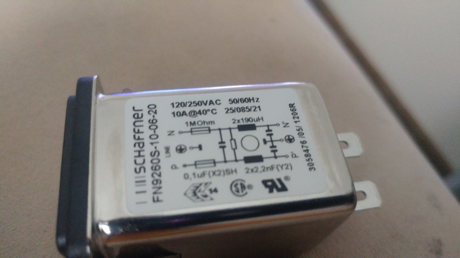 Schaffner AC Line Filter FN9260-10-06 10 Amps 120/250 VAC NOS 1/4 ...