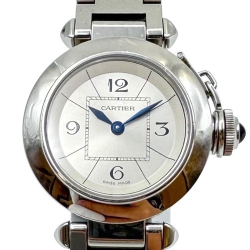 Cartier Mini Pasha Quartz Stainless Steel Watch 27mm Silver Dial 30m ...