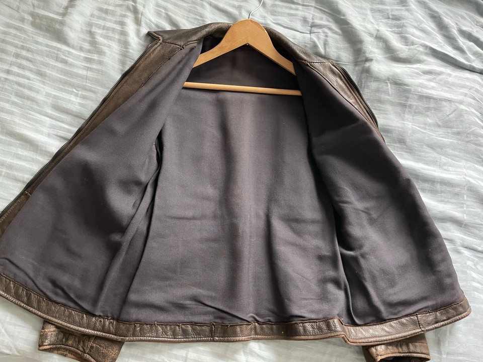 40s Horse Hide Half Belt Leather Jacket Size 36 Men's Brown Hercules ...