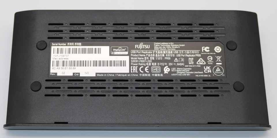 Fujitsu Port Replicator Model PR09 + USB C + 120W Fujitsu Netzteil für ...