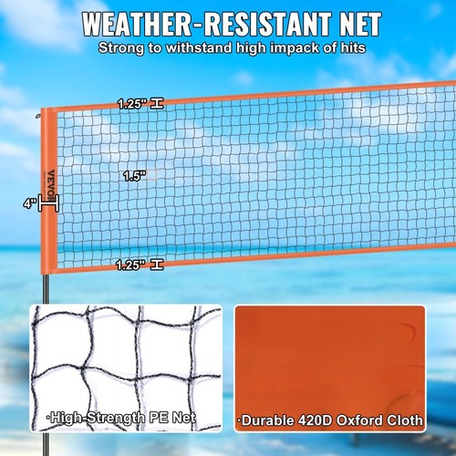 Adjustable Height Volleyball Net Set for Beach Lawn Portable Game with ...