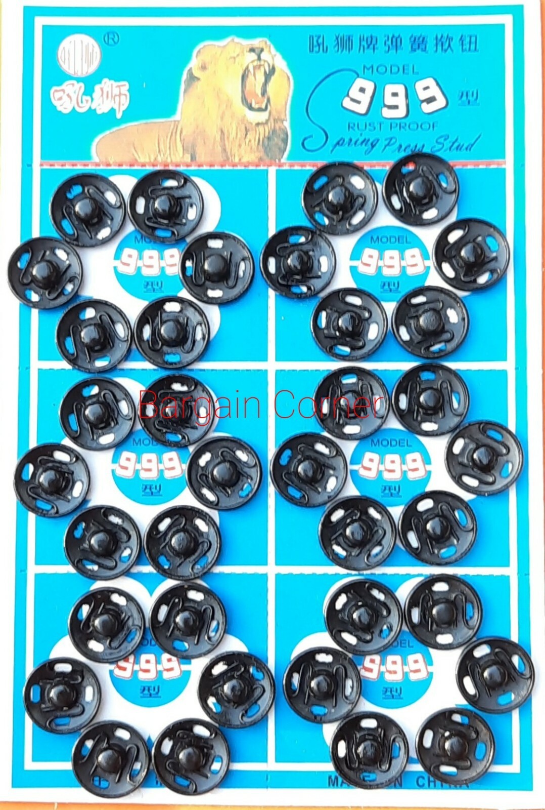 Black Press Stud Buttons Metal Studs Snap Fastener Sew On Titch Button ...