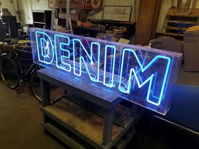 Neon Sign "Denim" In Blue Neon | eBay