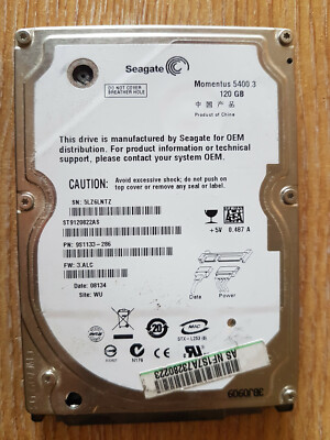 120GB Seagate ST9120822AS 2.5" SATA Hard Drive Tested & Low Level ...