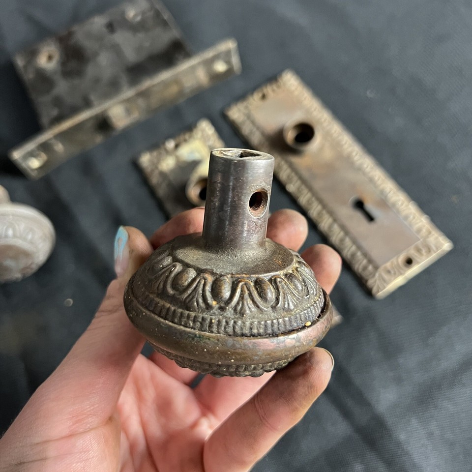 Antique Solid Brass Victorian Lock Door Knob & Backplate 1900’s Art ...