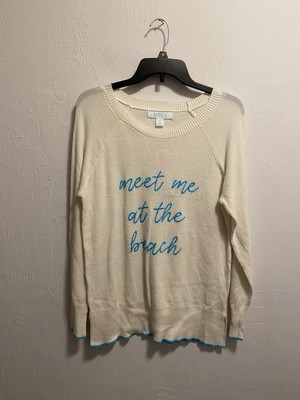 Bunulu Women’s Lightweight Meet Me At The Beach Crewneck Sweater Size ...