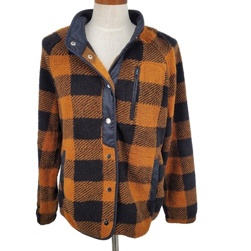 Zeagoo Womens Size Medium Brown Plaid Jacket Snap Closure Pockets New ...