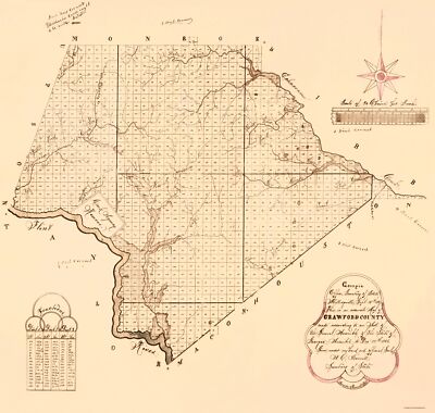 County Map - Crawford County Georgia - Secretary of State 1866 - 23 x ...