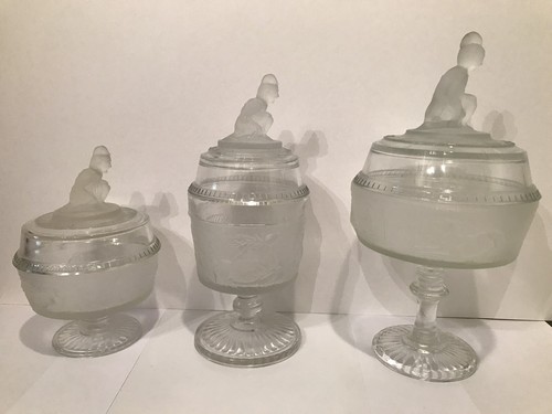 Gillinder & Sons 1879/1970? “Westward Ho” Candy & Sugar Compote’s-*3 ...