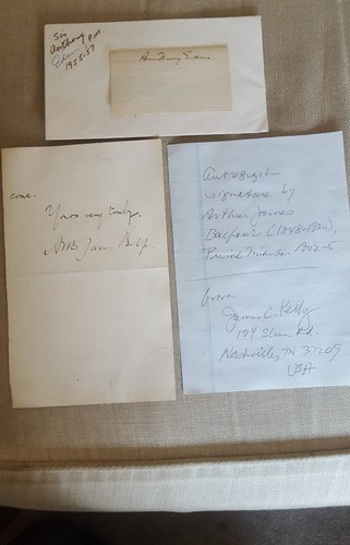ARTHUR JAMES BALFOUR AUTOGRAPH.WITH.ANTHONY EDEN AUTOGRAPH. prime ...