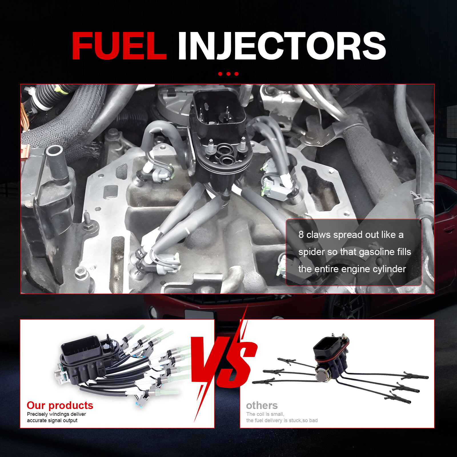 FJ504 Spider Fuel Injectors for Chevy Express 1500 2500 35 Cadillac ...