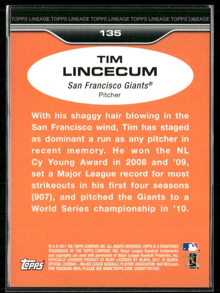 2011 Topps Lineage #135 Tim Lincecum | eBay