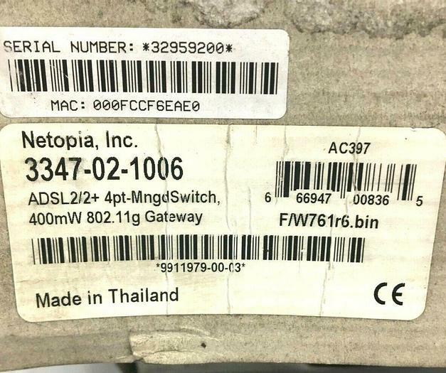 Netopia 3300 Series 54 Mbps 4-Port 10/100 Wireless G Router (3347-02 ...