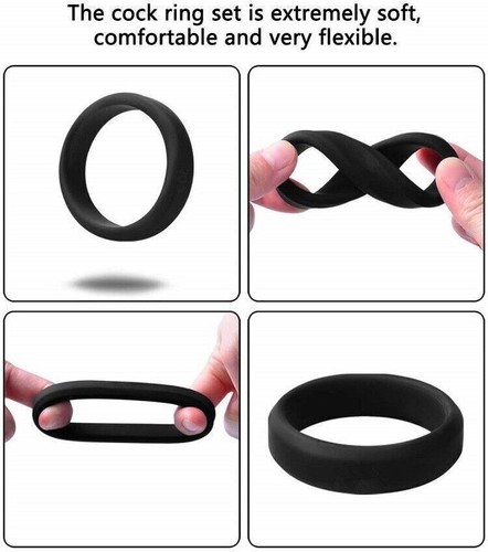 6PCS Cock Ring Silicone Super Stretchy Strong Stay Harder Penis Rings ...
