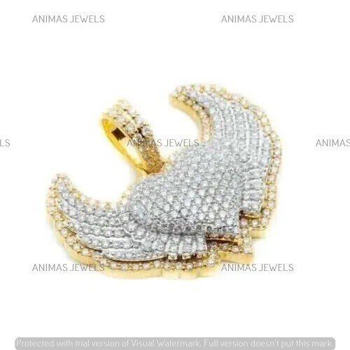 3.00CT Round Cut Lab-Created Diamond Flying Heart Pendant 14K Yellow ...