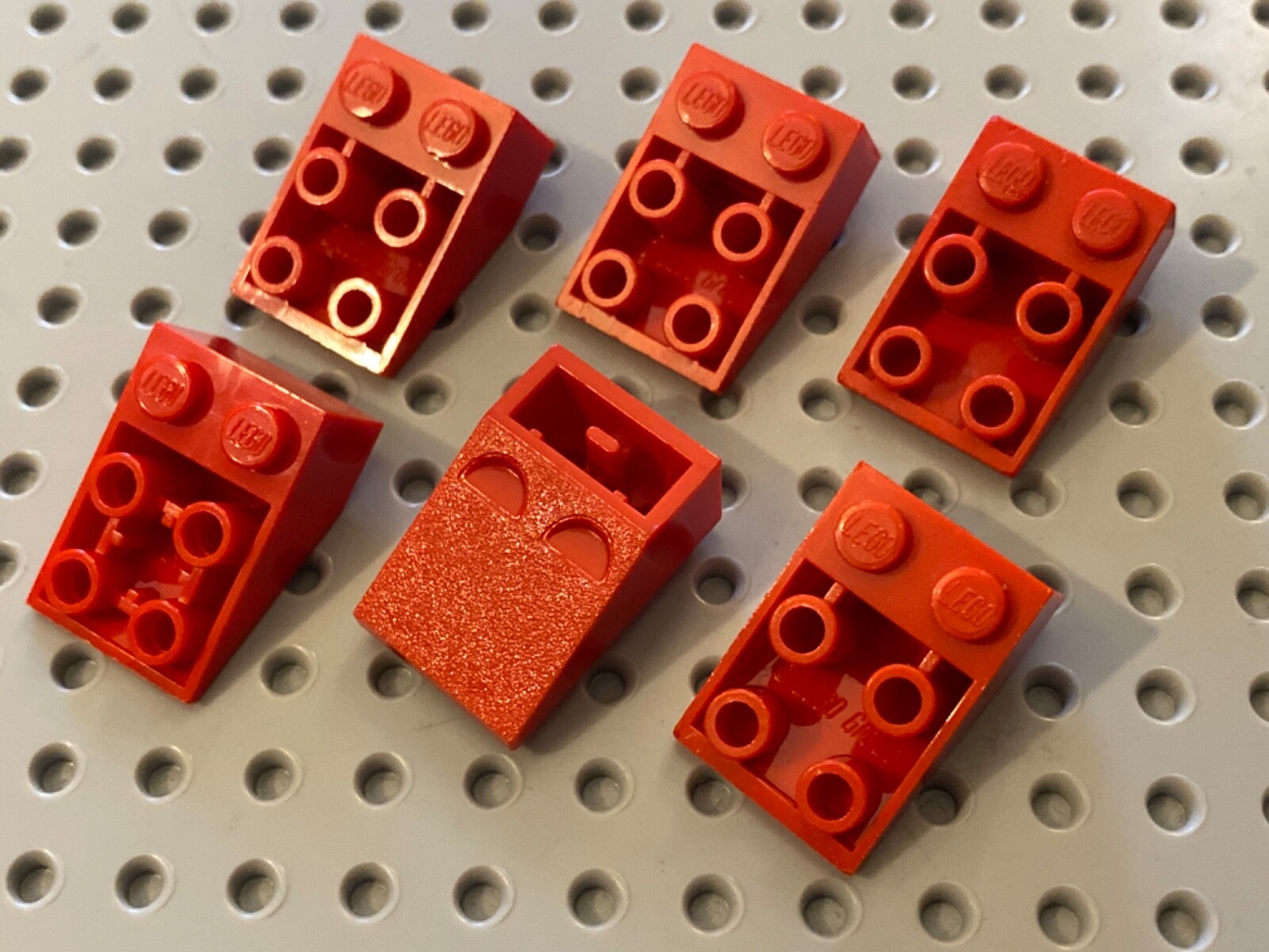 LEGO BRICK 2x3 SLOPE 33° INVERTED - RED - PACK OF 6 / PN 3747 VINTAGE ...