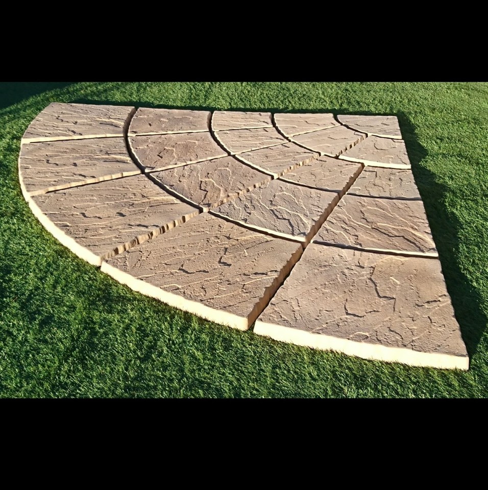 Quarter / corner circle patio yorkshire buff stone set 1720mm FREE ...