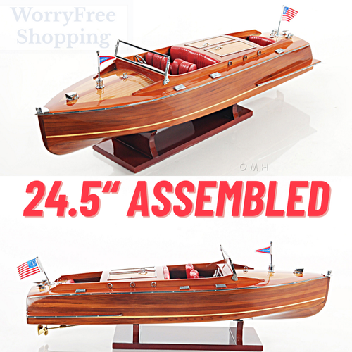 Wooden BOAT MODEL 'Chris Craft Runabout' Display Speedboat Nautical ...