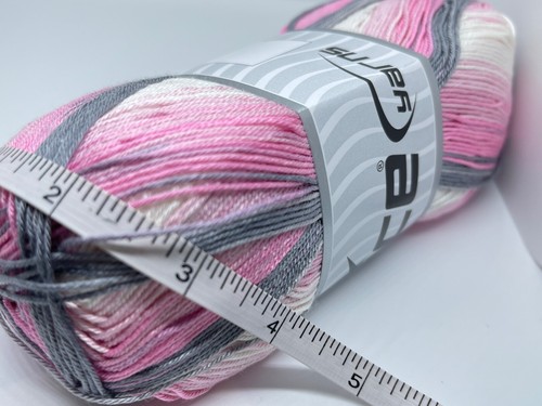 Pink Grey White Biscuit 77485 Ice Yarns Fine Micro Acrylic 100gr 382yd ...