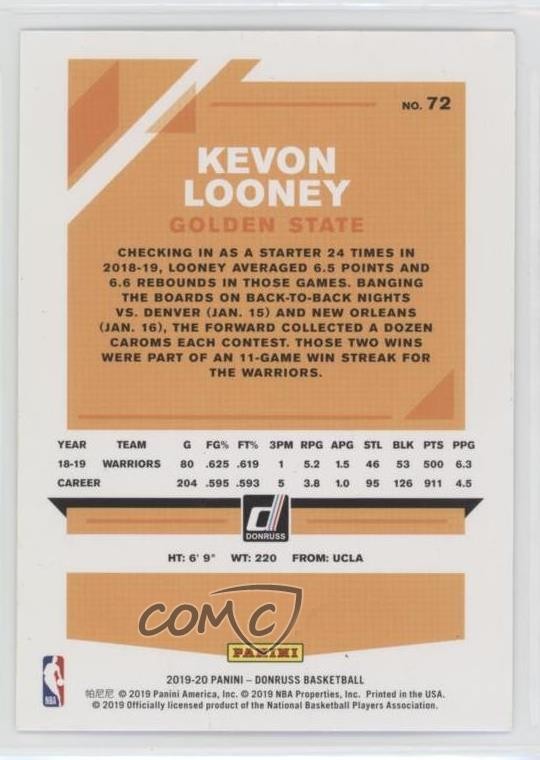 2019-20 Panini Donruss Green Flood Kevon Looney #72 | eBay