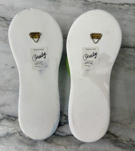 ANNE ORMSBY Pair of Ceramic Floral Flip Flops Wall Hanging Decor | eBay