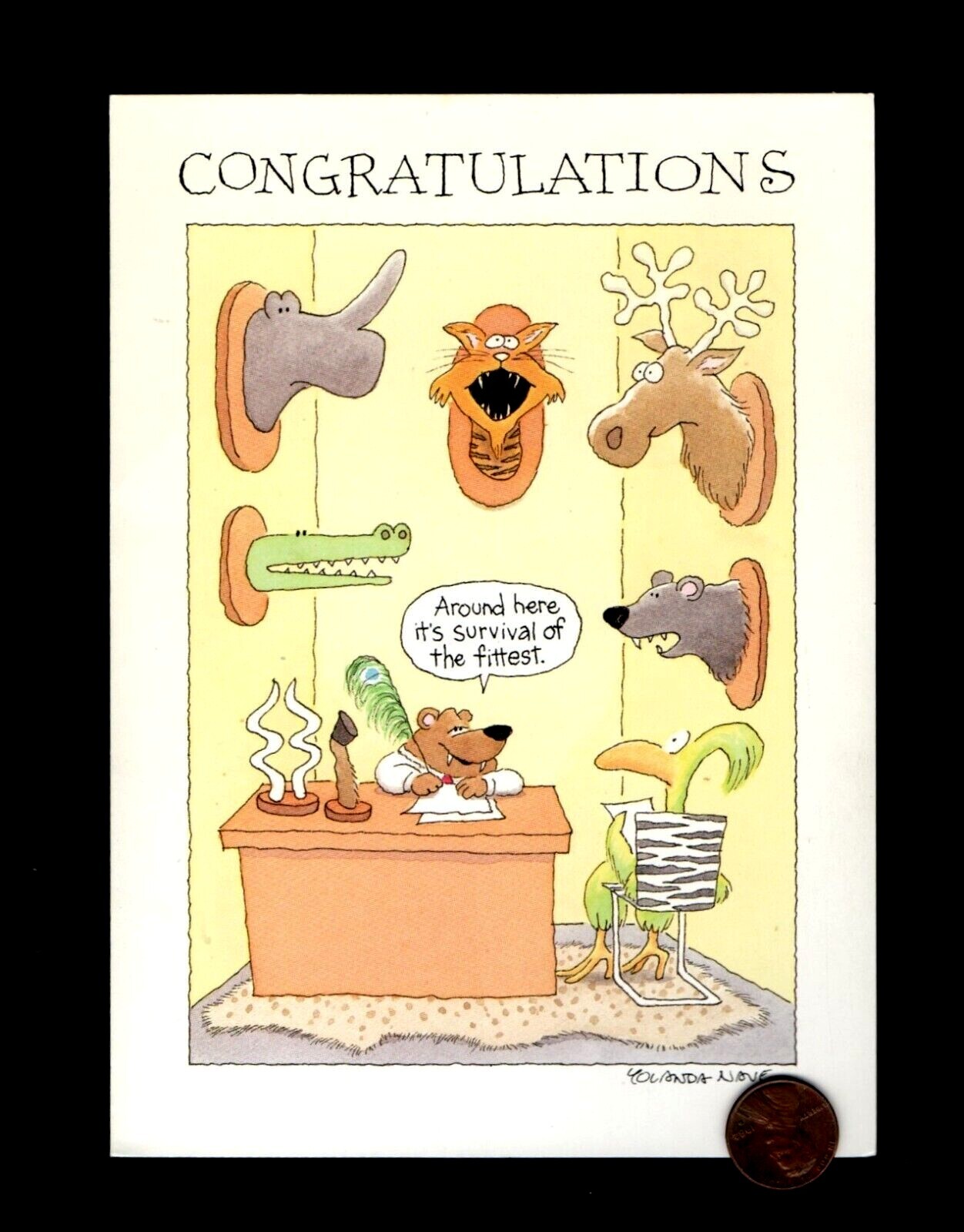 CONGRATULATIONS Animal Heads On The Wall - HUMOROUS - Greeting Card W ...