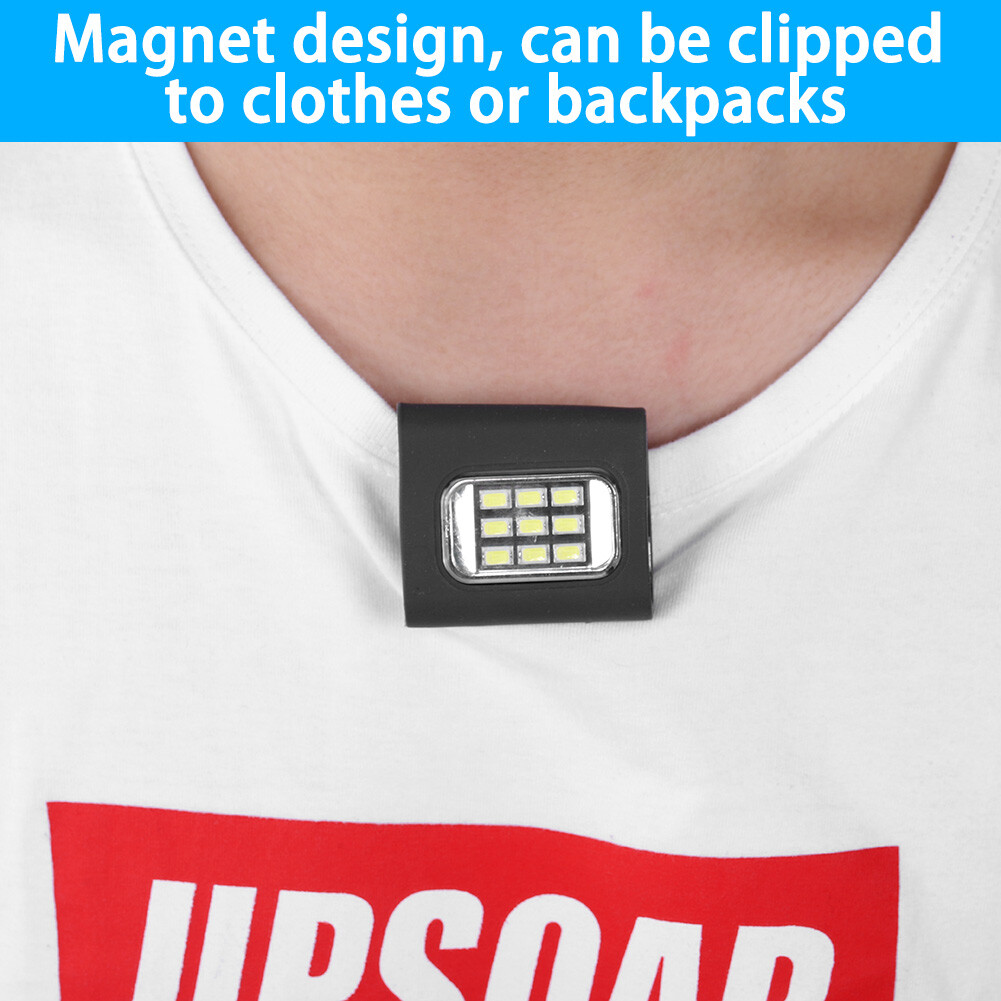 9 LED COB Running Chest Safety Light Walking Torch Flash Magnetic USB ...