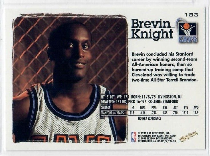 1997-98 NBA Hoops Brevin Knight Rookie Basketball Card. #183 | eBay