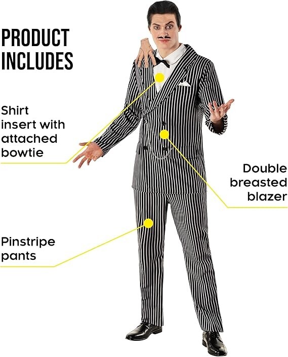 Men`s Gomez Addams Costume Adult Addams Family Pinstripe Gangster Suit ...