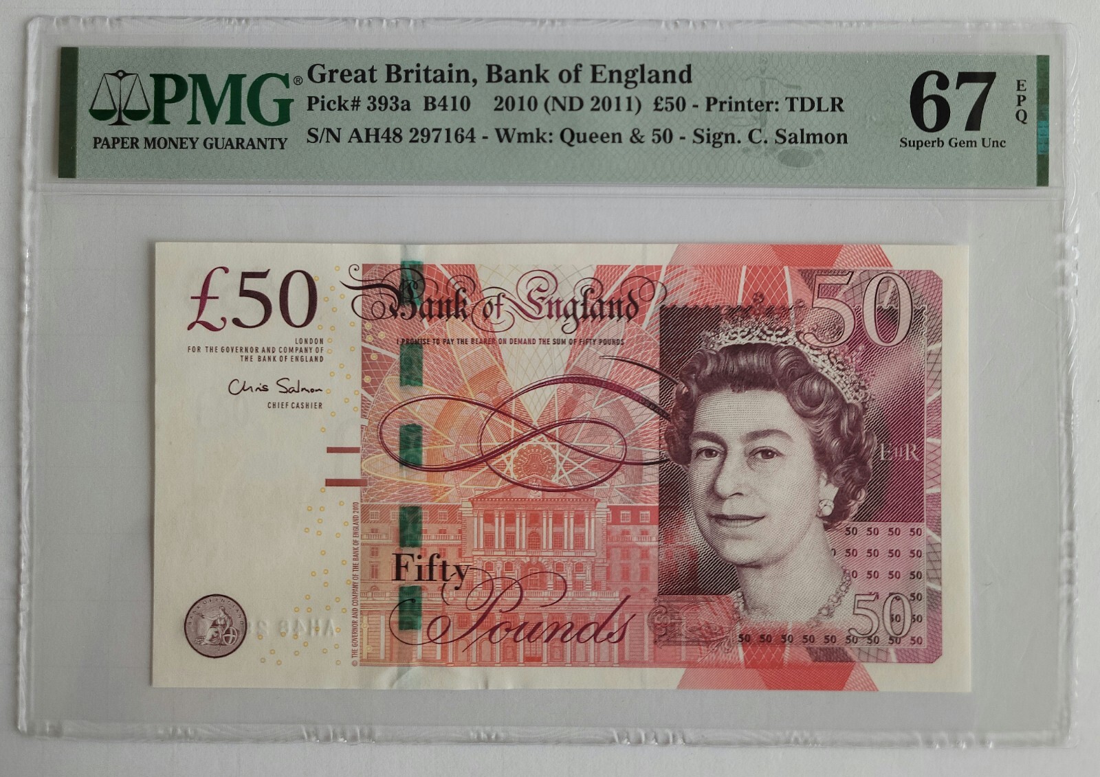 2010 Great Britain 50 Pounds Bank of England Pick#393a PMG 67 | eBay