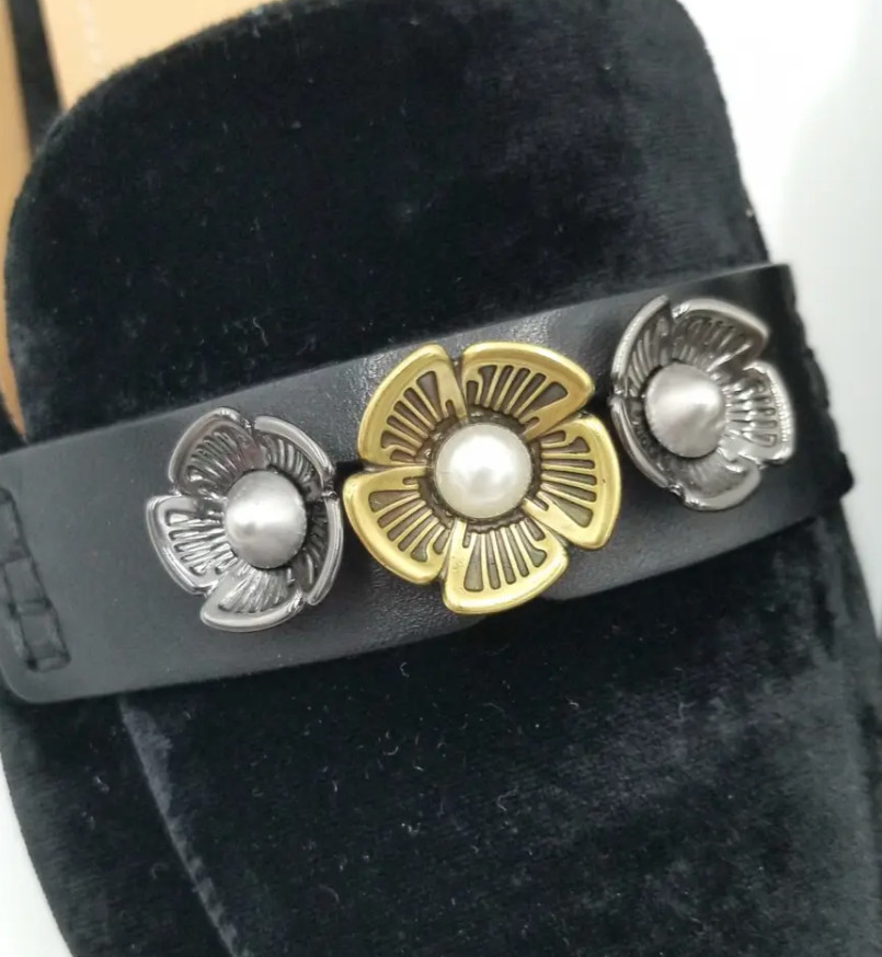 Coach Black Velvet Tea Rose Nova Loafer/Driver/Slide … - Gem