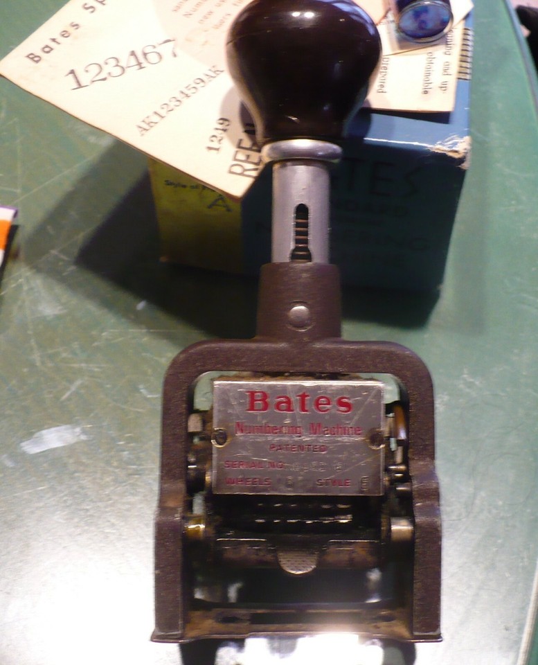 VTG Bates Numbering Machine + Ink Stamp, 6 Wheels, Style A | eBay