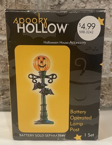 VTG 2002 Spooky Hollow Halloween Ghost Lamp Post Lighted Accessory New ...
