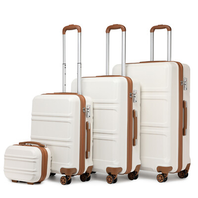 Cream Hard Shell Cabin ABS Trolley Case Travel 4 Wheels Luggage Set ...
