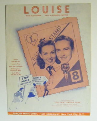 Louise Robin/Whiting from You Can't Ration Love 1929 Sheet Music | eBay