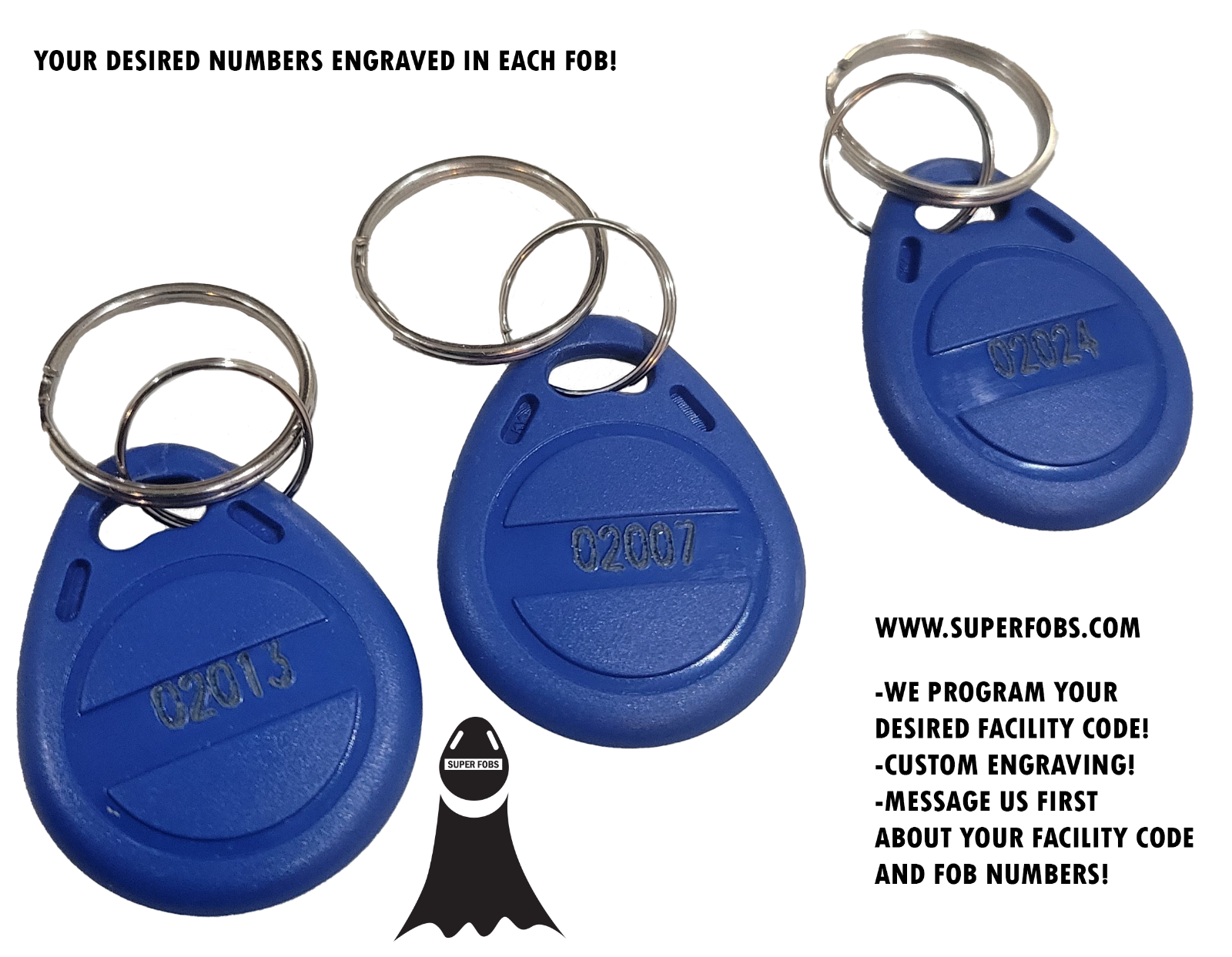 Customizable 125kHz Key fobs Proximity Fobs 26-Bit Weigand Super Fobs ...
