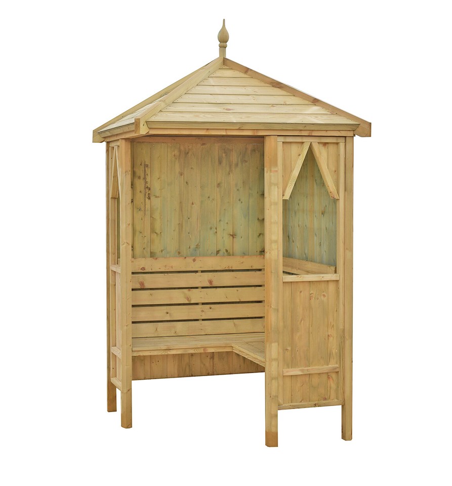 GARDEN CORNER ARBOUR SEATING WOODEN BENCH SEAT PRESSURE TREATED 4ft ...
