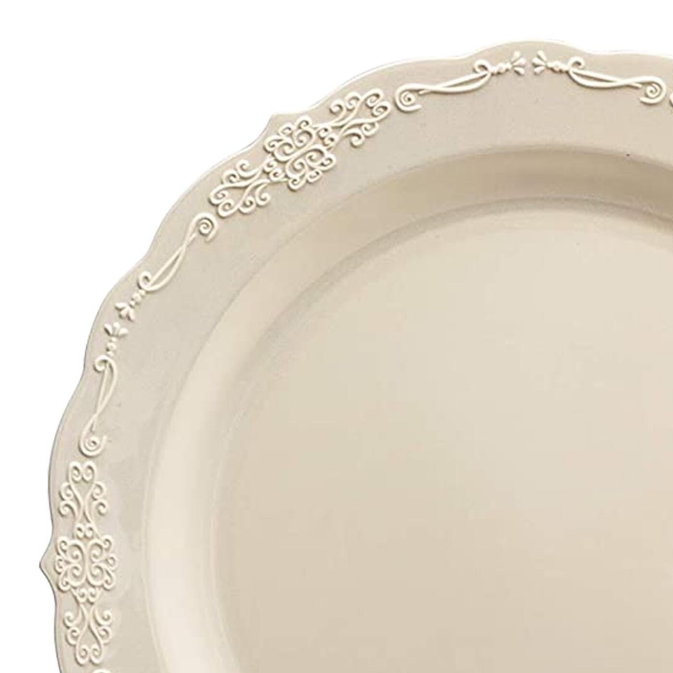 Elegant Vintage Disposable Plastic Plates Wedding Party Value Sets 120 ...
