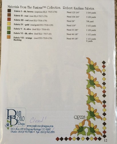 Daisies In The Cabin, Fall Quilt Pattern Leaflet by Pam Bono Designs | eBay