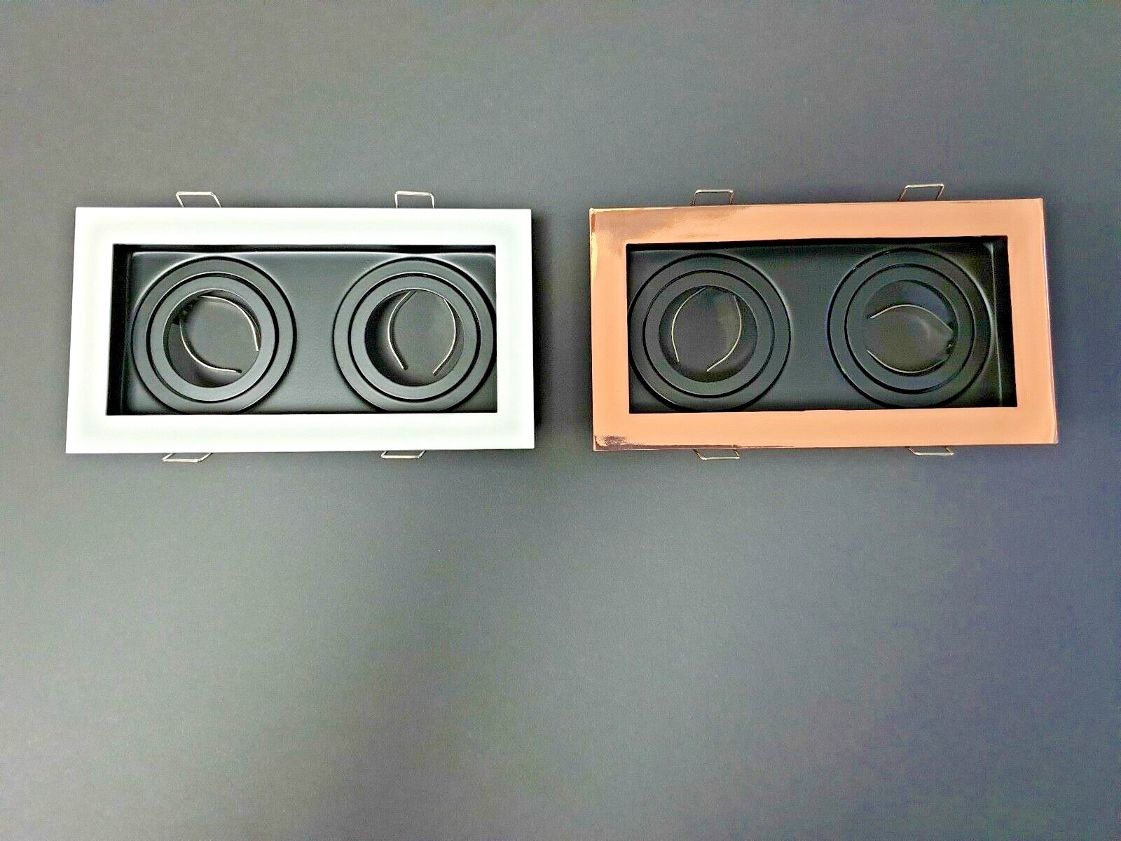 Double Recessed Ceiling Spotlight GU10 Twin Square Tilt Adjustable LED ...