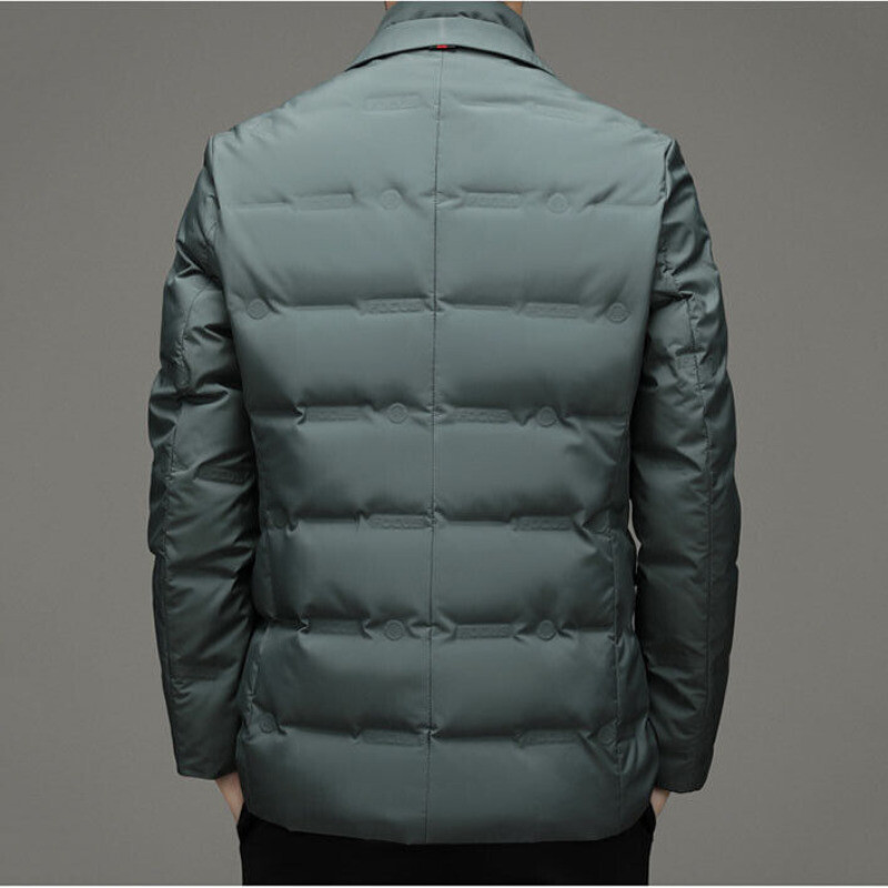 Mens Formal Dress Down Jacket Suit Blazer Stand Collar Winter Slim Fit ...