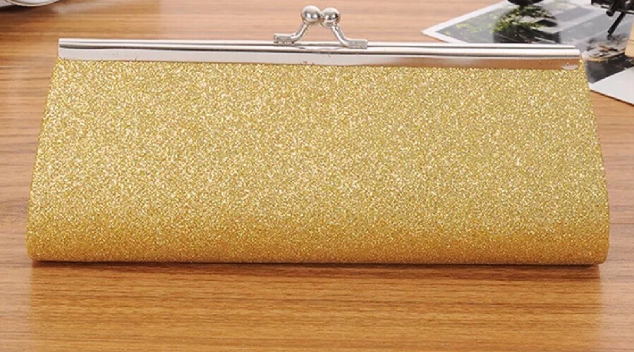 Glamorous Gold Women Glitter Clutch Purse Evening Party Banquet Wedding ...