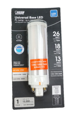 Feit Electric 13W/18W/26W Equivalent PL Horizontal 4-Pin Universal Base ...