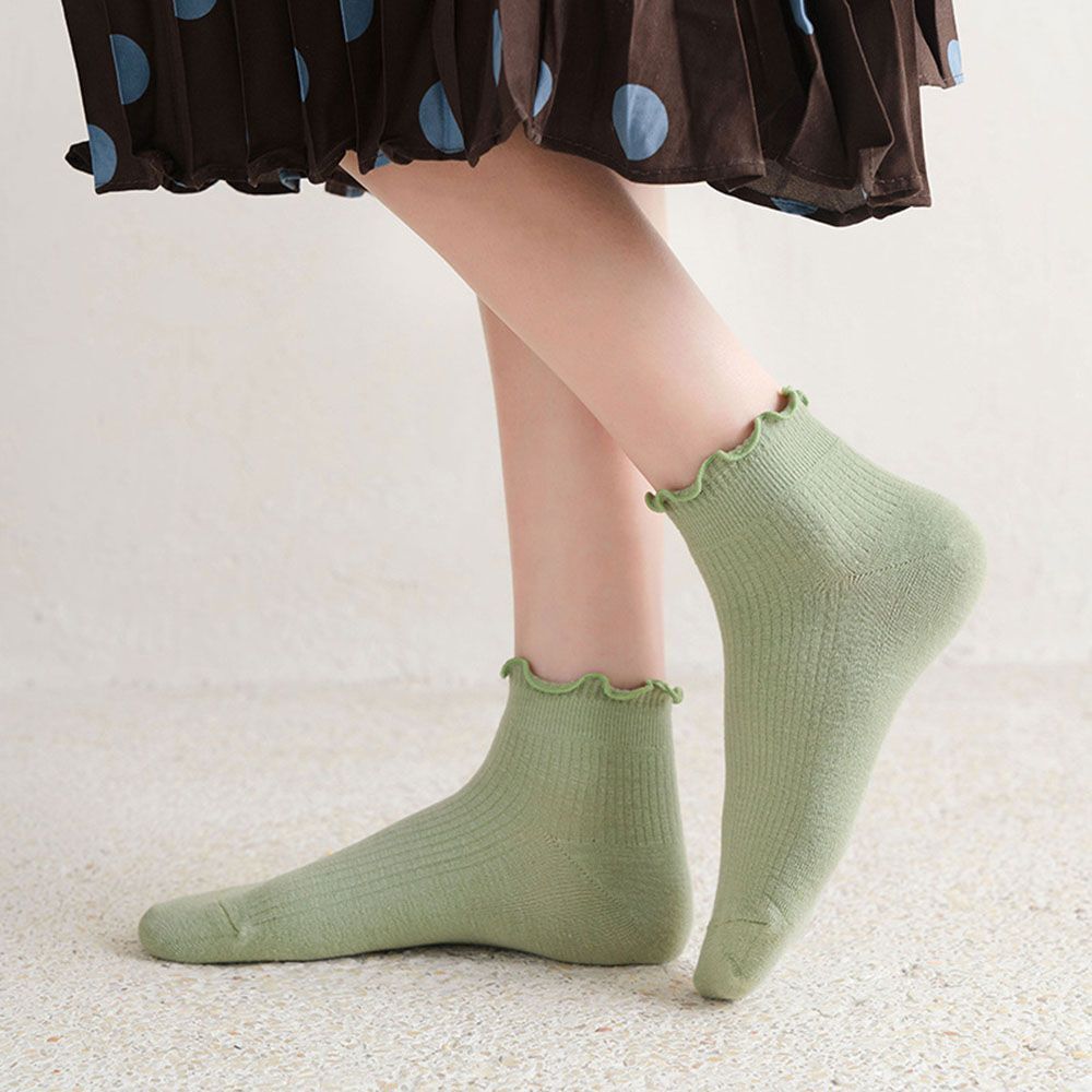 Super Thin Cotton Ankle Short Boat Socks Frilly Ruffle Socks Women's ...