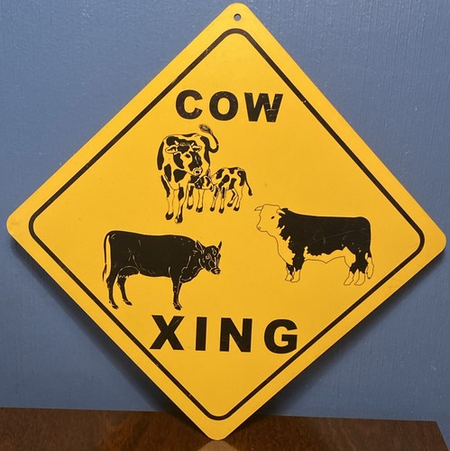 VINTAGE Cow Crossing Street Sign - Cattle X-ing Cute Wall Art Decor ...