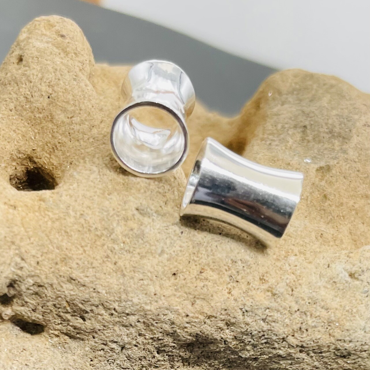 Pair of 925 Shiny Sterling silver Tunnels, Double Flare Size 8g (3mm ...