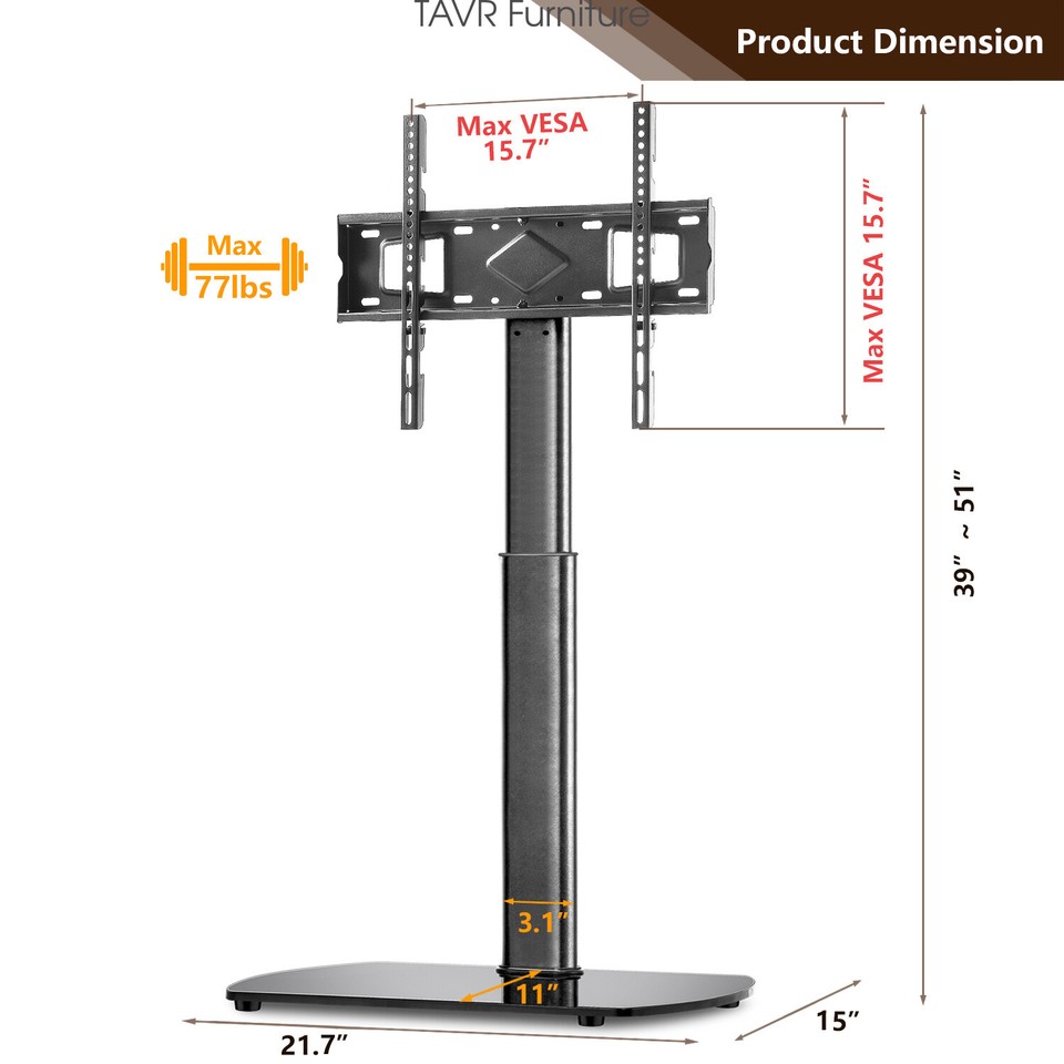 Universal Floor TV Stand with Swivel Mount for 26-55 inch LCD LED OLED ...