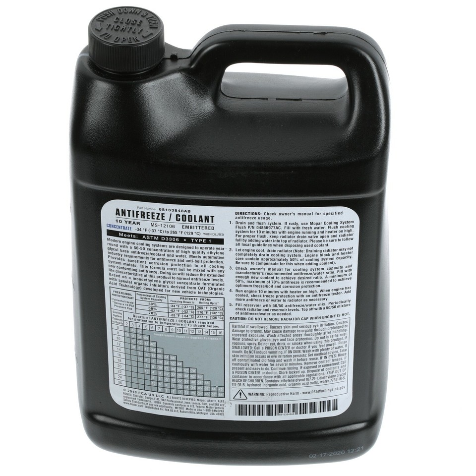 2011-2024 JEEP DODGE CHRYSLER RAM ANTIFREEZE COOLANT OEM NEW MOPAR ...