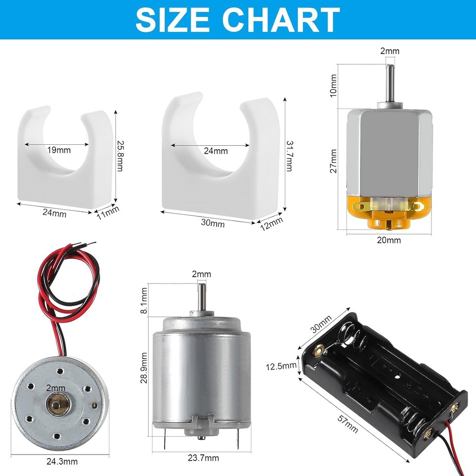 DC Motors Kit 6pcs Mini Electric Hobby Motor with Plastic Gears, Shaft ...