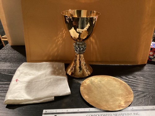 Catholic Gold And Silver Chalice, Paten & Purification Cloth 7/1/4 ...